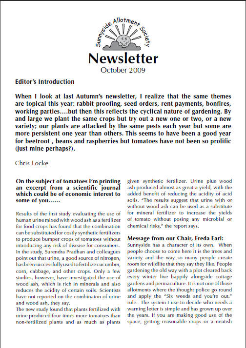 Newsletter Archive | Sunnyside Allotment Society